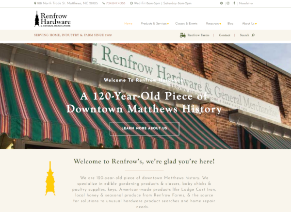 Historic Hardware Store Website Design Project Overview